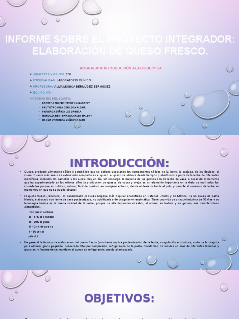 Proyecto Integrador Bioquimica Queso Fresco | PDF | Queso | Leche