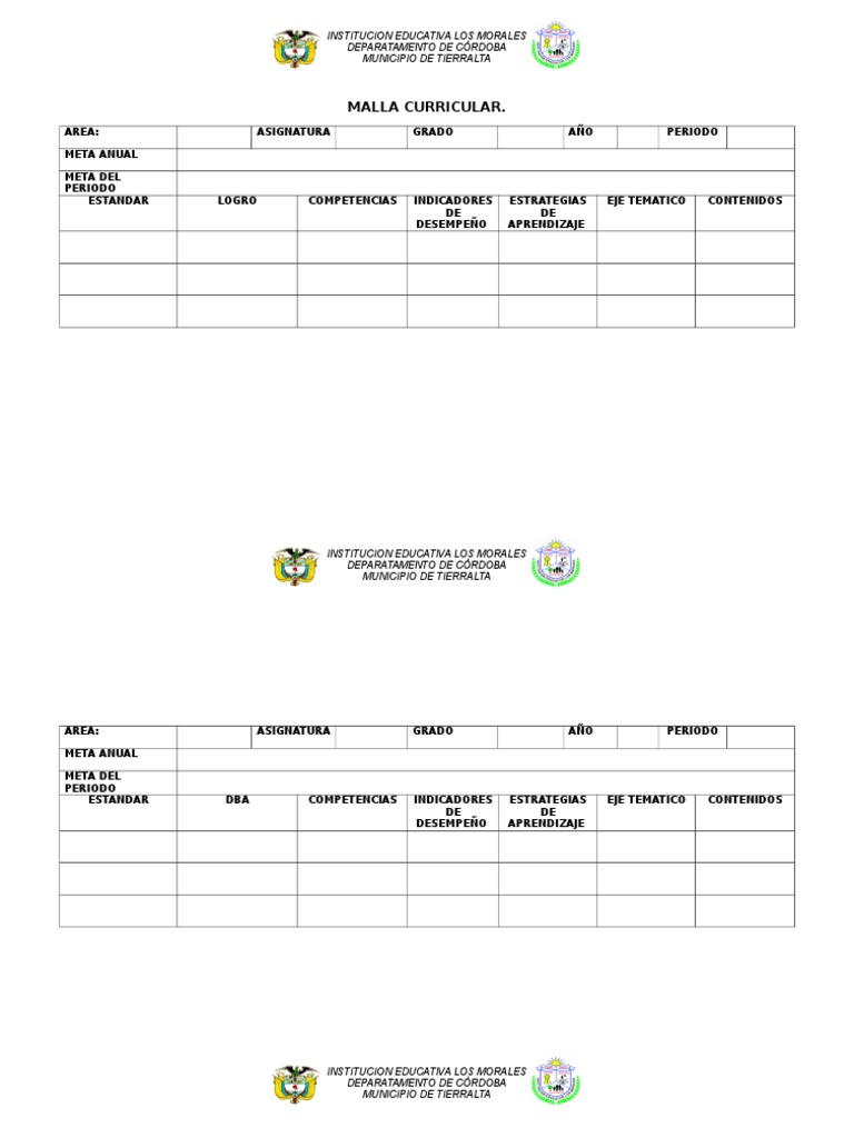 Plantilla Malla Curricular. Grado 7 Docx
