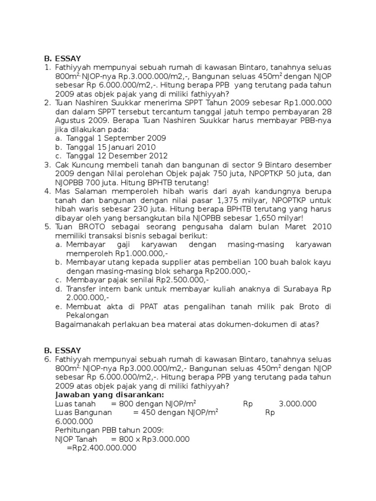 Contoh Soal PBB BPHTB BM | PDF