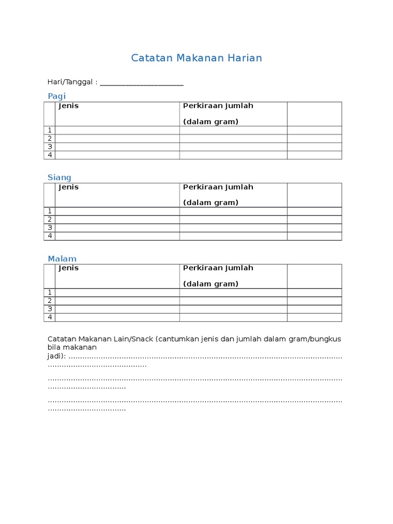 Catatan Jurnal Makanan Harian | PDF | Kesehatan Holistik