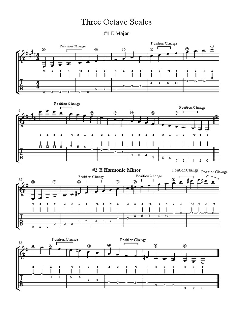 Three Octave Scales | PDF | Music Theory | Elements Of Music