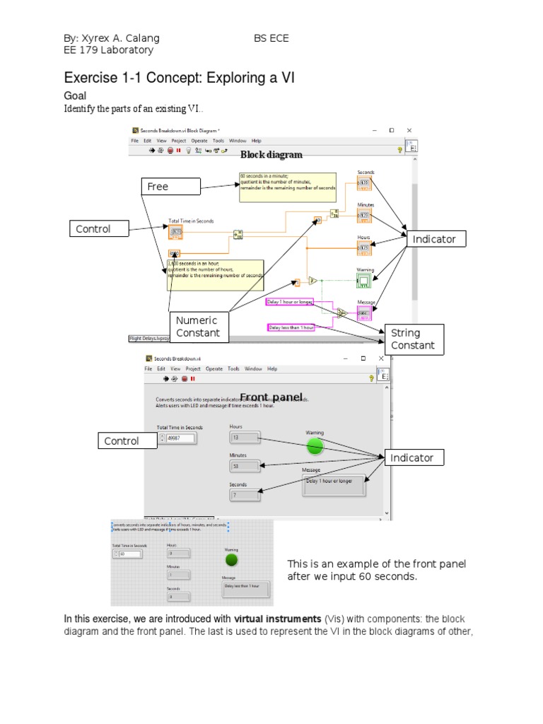 Exercise 1-1 Concept: Exploring A VI: Block Diagram | PDF | Control ...