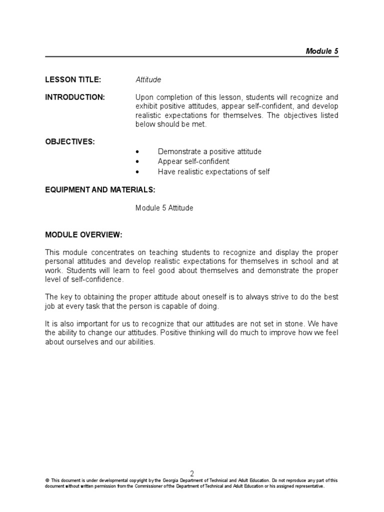 Vol. 2 - Module 5 Act. - Attitude | PDF | Adult Education | Self Esteem
