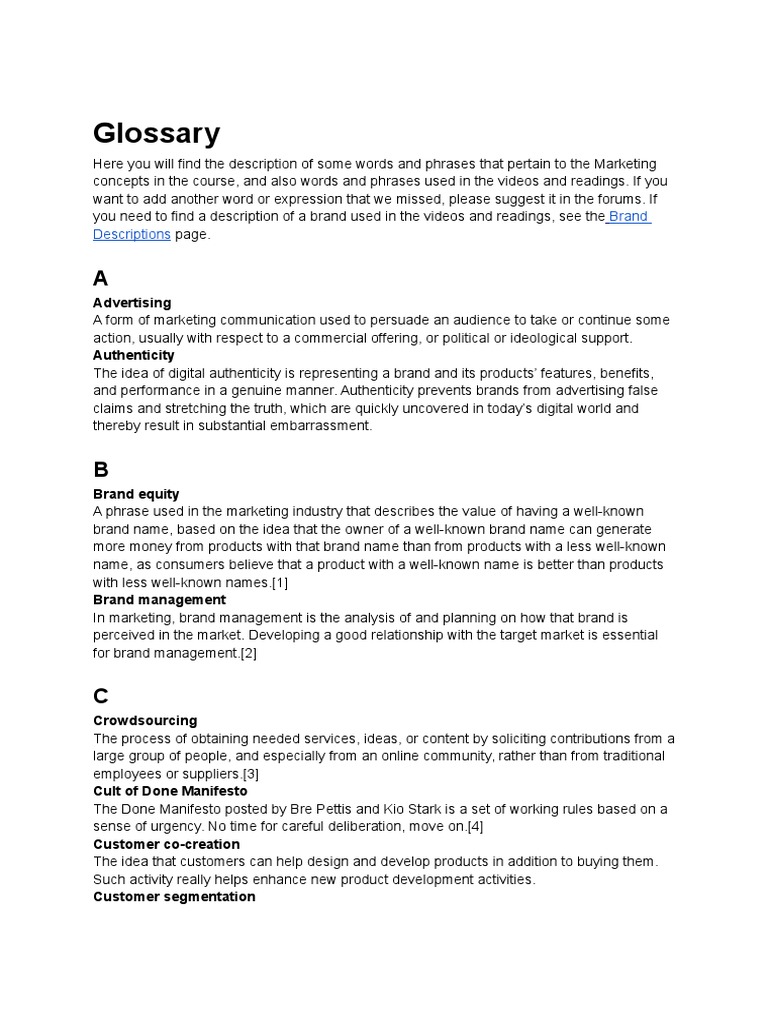 Glosar MARKETING | PDF | Finance & Money Management | Computers