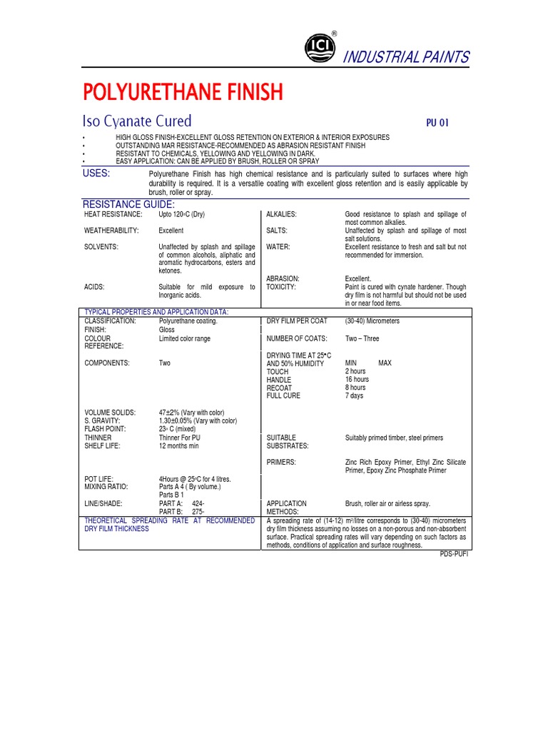 Polyurethane Finish: Iso Cyanate Cured | PDF | Paint | Chemistry