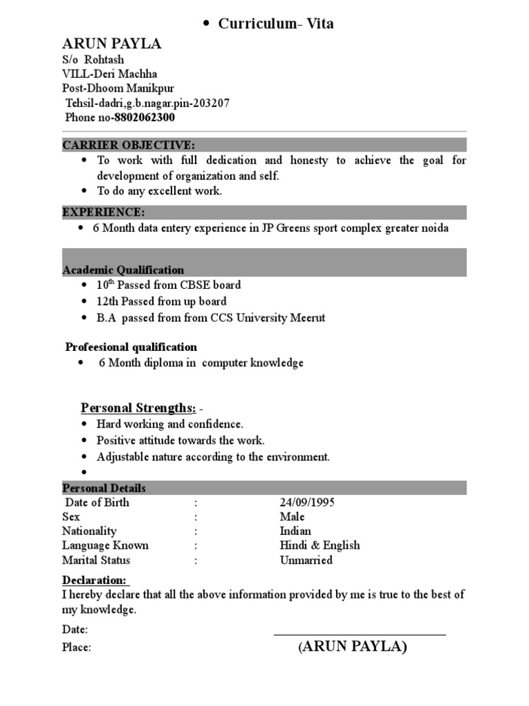 Carrier Objective:: Personal Strengths | PDF