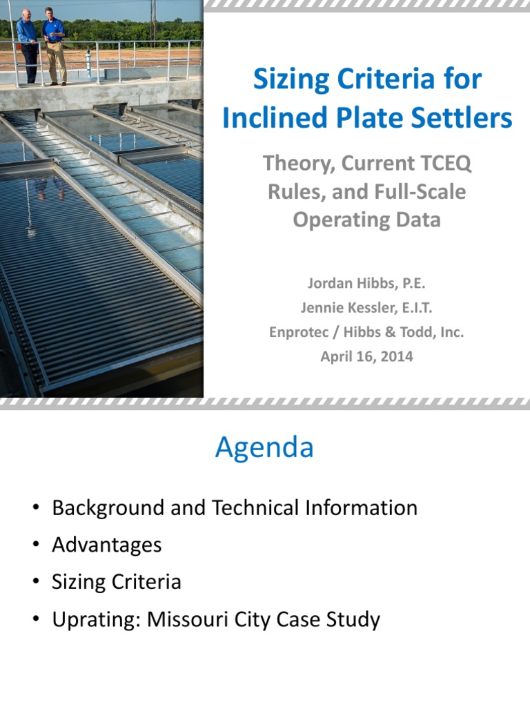 Sizing Criteria For Inclined Plate Settlers: Theory, Current TCEQ Rules ...