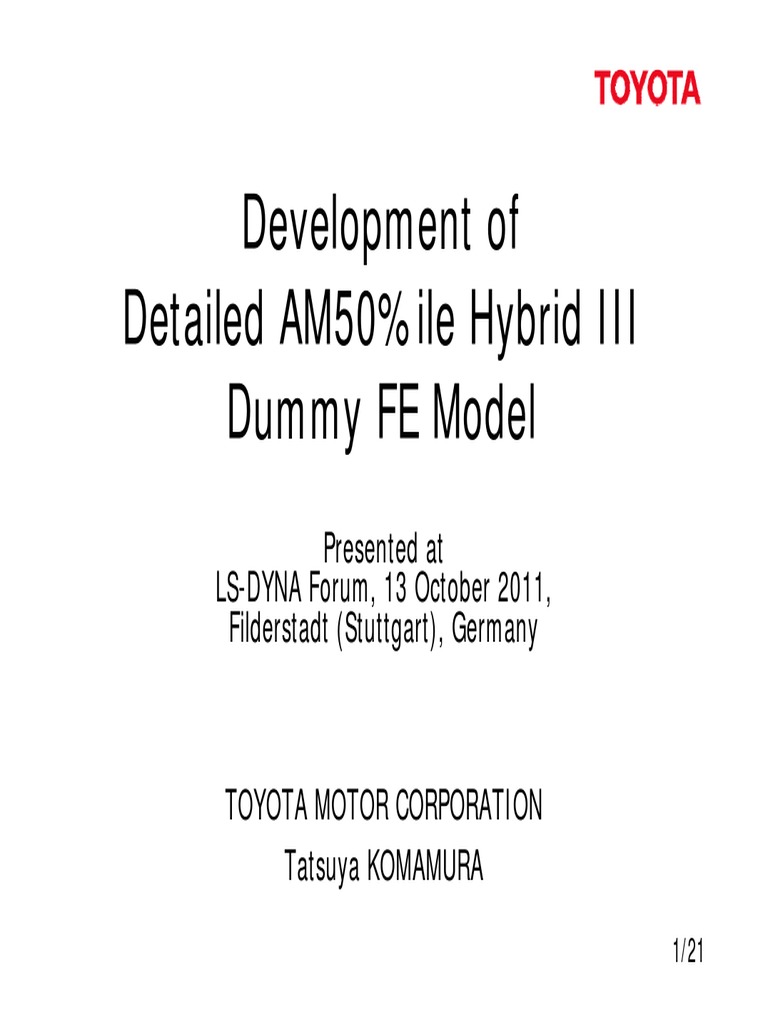 Development of Detailed AM50%ile Hybrid III Dummy FE Model | PDF | Ct ...