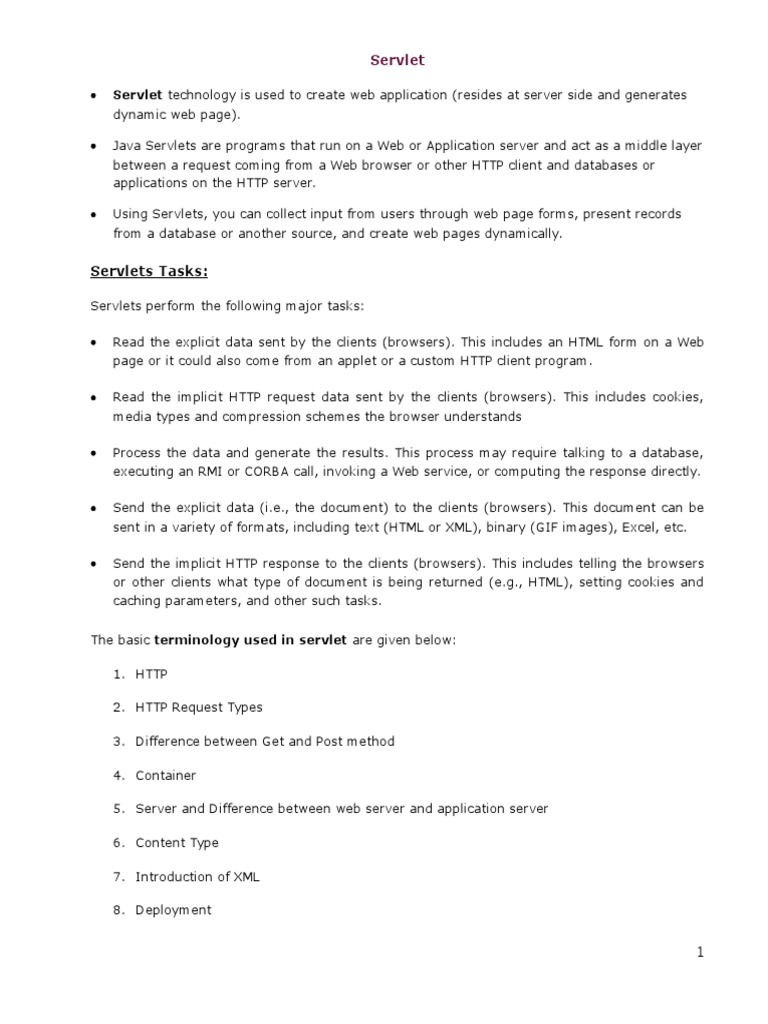 Servlet Print 1 Pdf Hypertext Transfer Protocol Java Servlet 