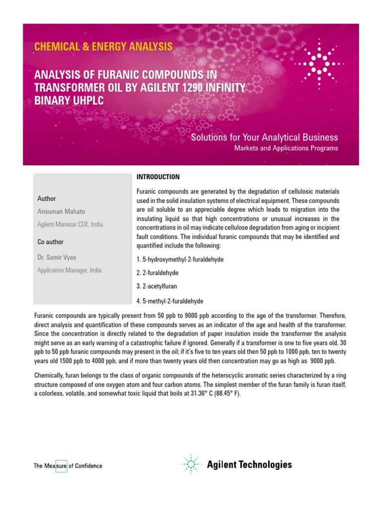 Analysis of Furanic Compounds in Transformer Oil by Agilent 1290 ...