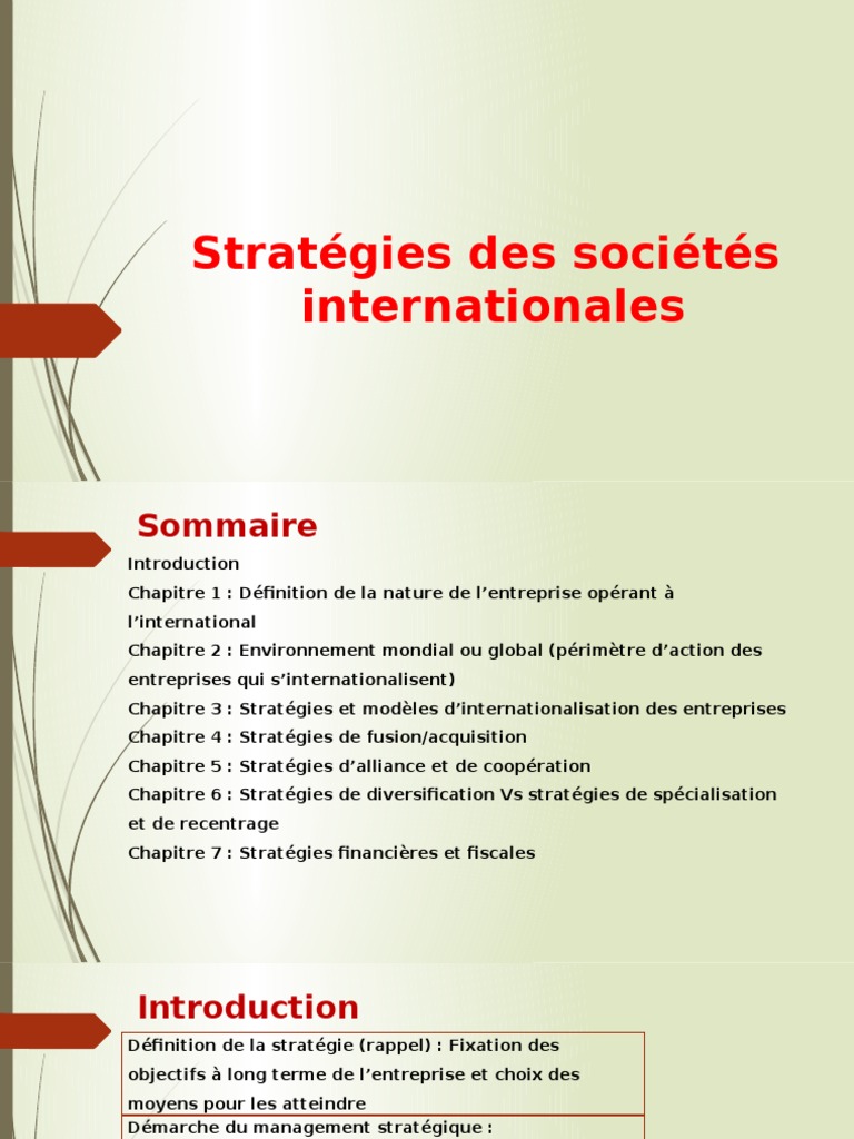 Stratégies d'Internationalisation des Entreprises | PDF | Fusions et acquisitions | Société ...
