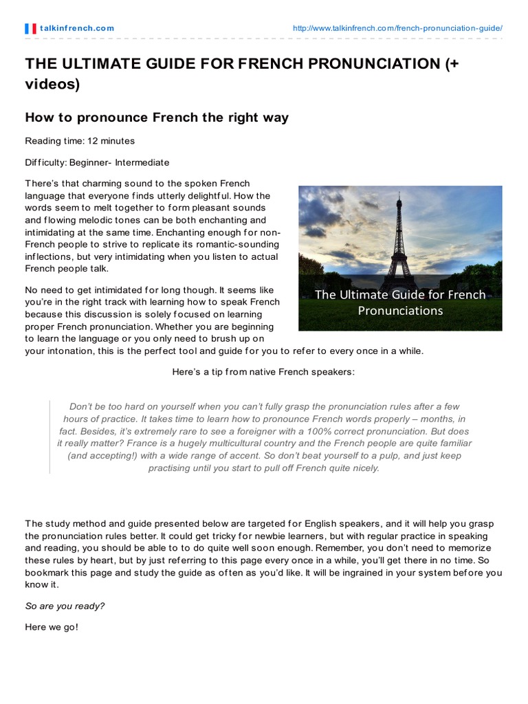 Ultimate French Pronunciation Guide | PDF | Stress (Linguistics ...