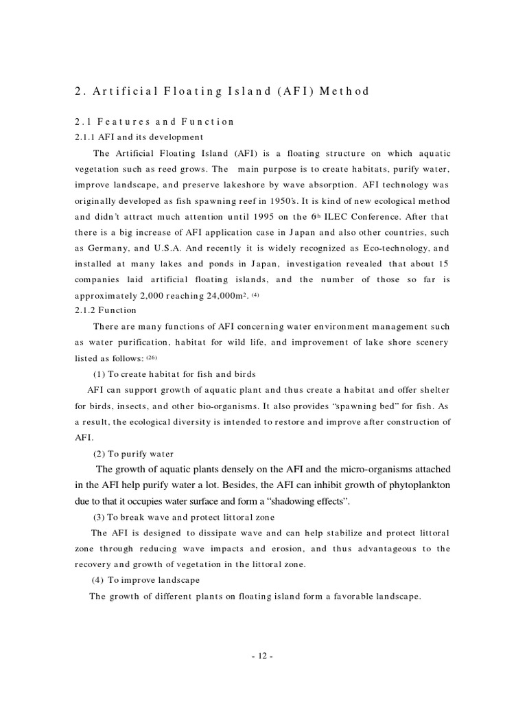 Benefits of Artificial Floating Islands | PDF | Littoral Zone | Habitat