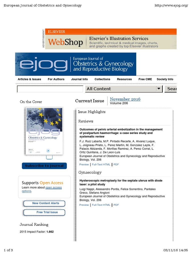 Toc Ejog November | PDF | Gynaecology | Sexual Anatomy