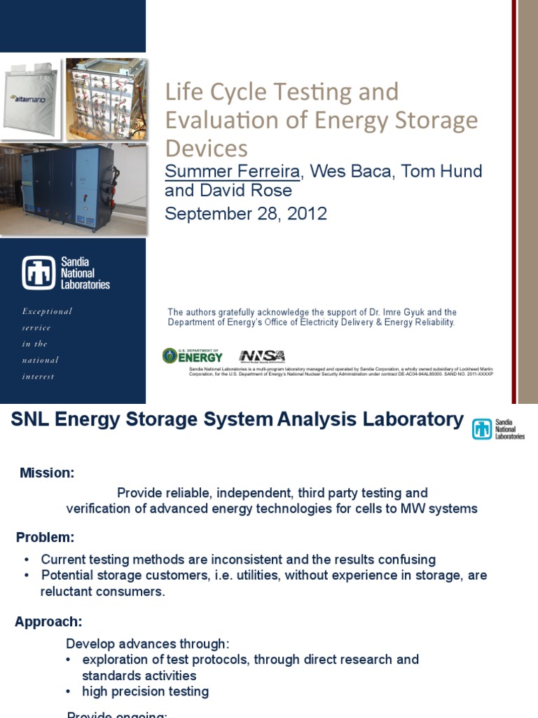 ESS 2012 Peer Review - Life Cycle Testing and Evaluation of Energy ...