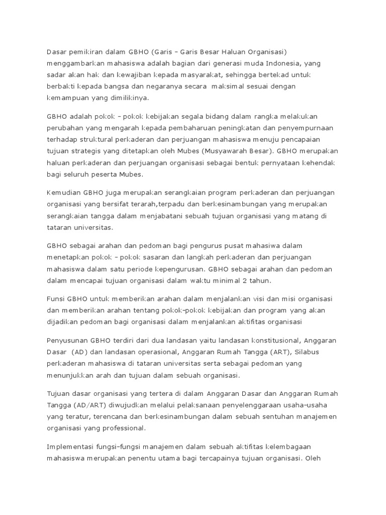 Dasar Pemikiran Dalam GBHO | PDF