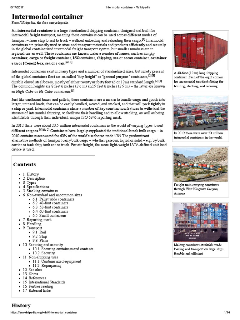 Intermodal Container - Wikipedia | Download Free PDF | Containerization ...