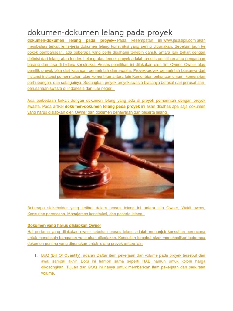 Dokumen Tender Proyek | PDF