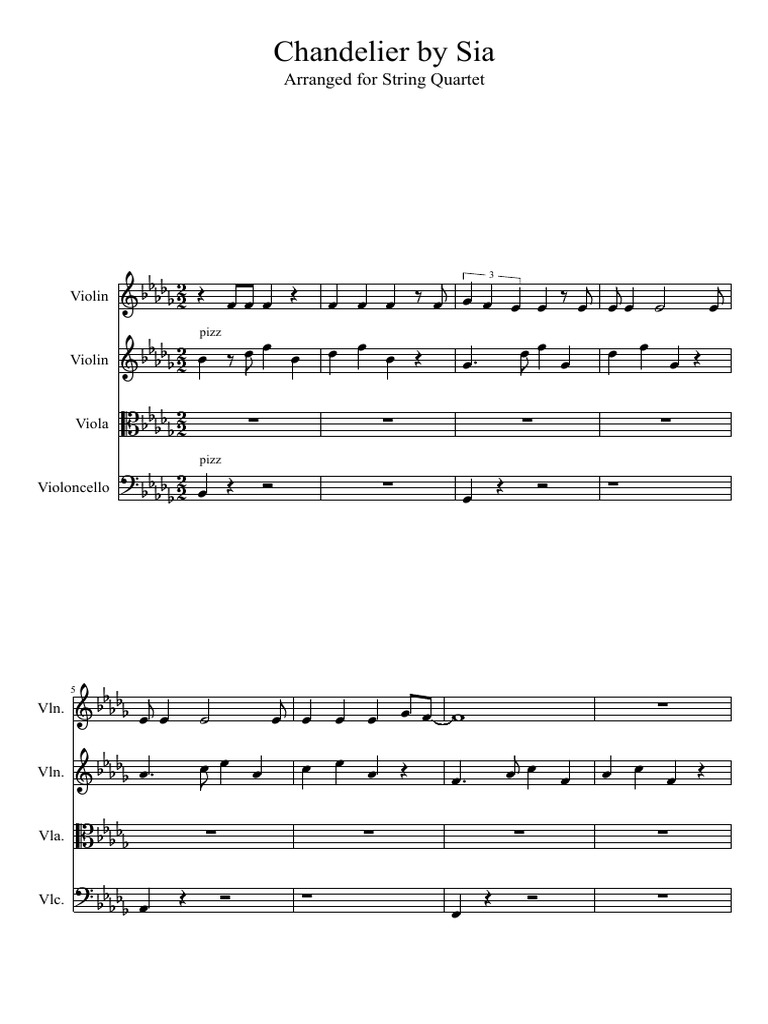 Chandelier by Sia String Quartet PDF | PDF | Continuous Pitch ...