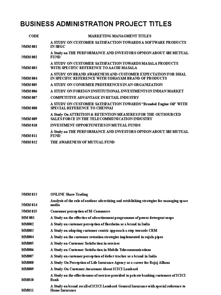 Mcom Business Administration Project Titles | Job Satisfaction ...