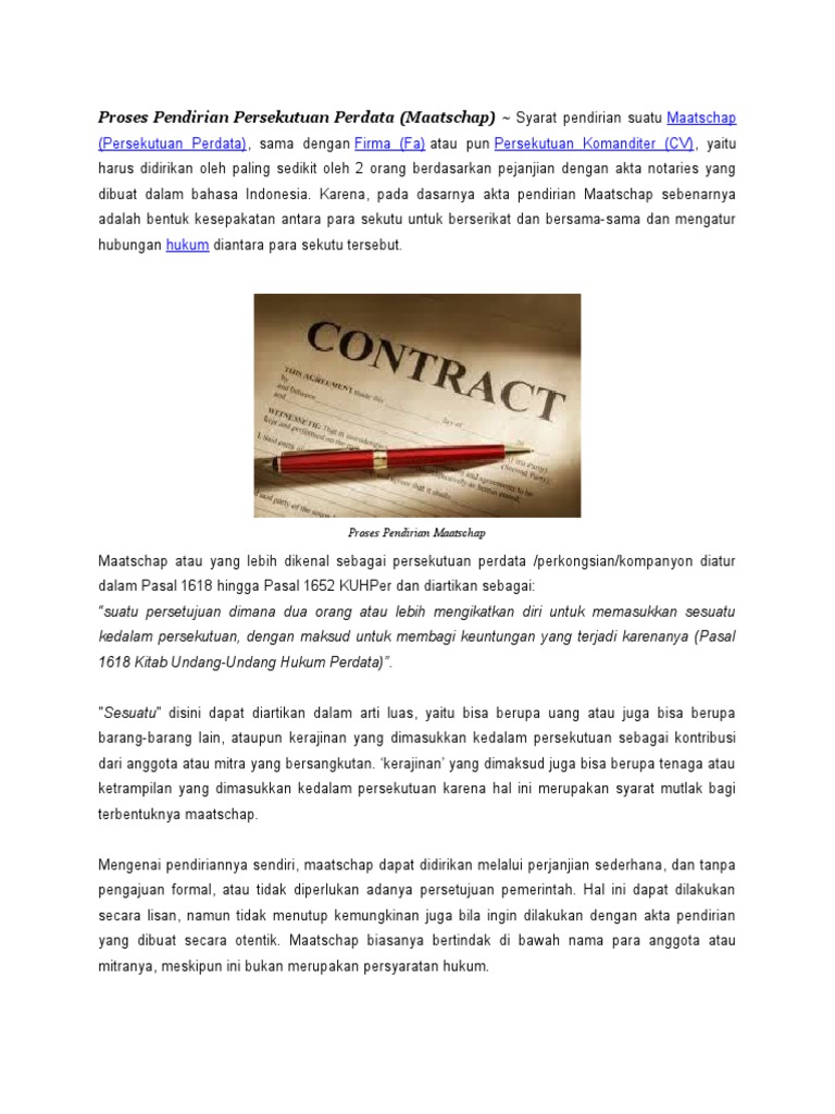 Proses Pendirian Persekutuan Perdata | PDF