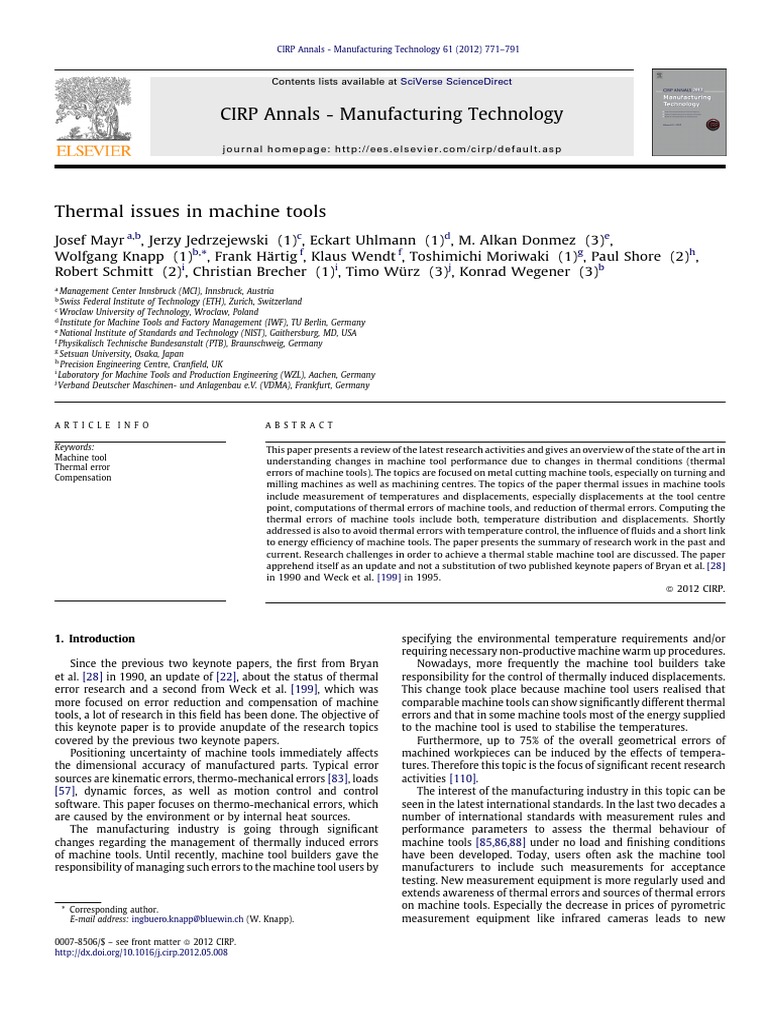 Cirp Annals - Manufacturing Technology: Sciverse Sciencedirect | PDF ...