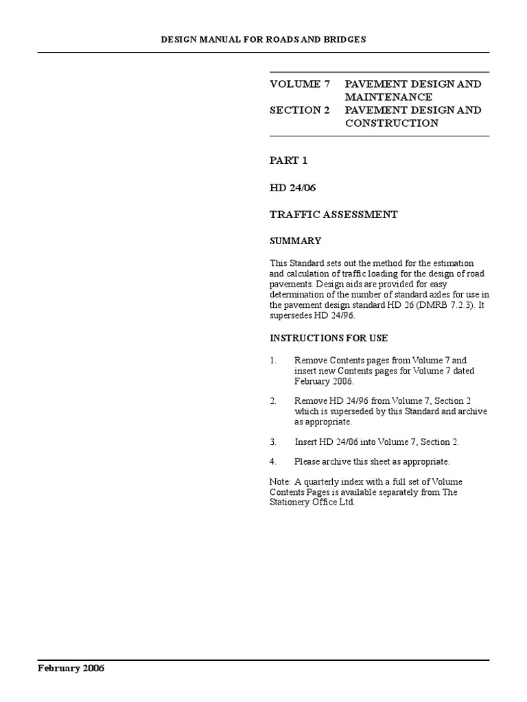 DMRB Volume 7 Section 2 Part 1 | Traffic | Road