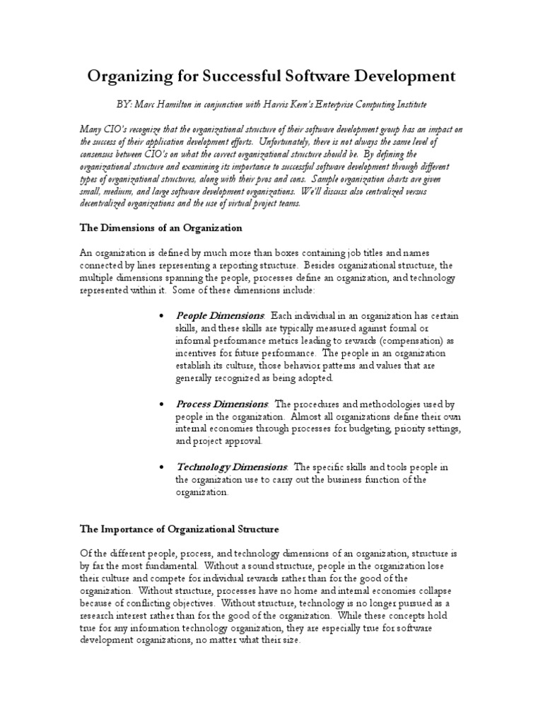 Organizing For Successful Software Development | PDF | Software ...