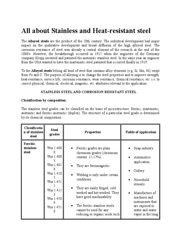 All About Stainless and Heat-Resistant Steel | PDF | Stainless Steel ...