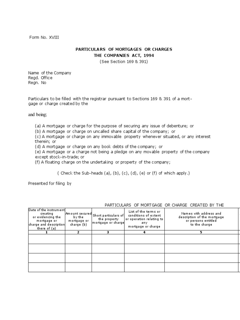 RJSC Form Xviii | PDF | Retail Financial Services | Mortgage Law