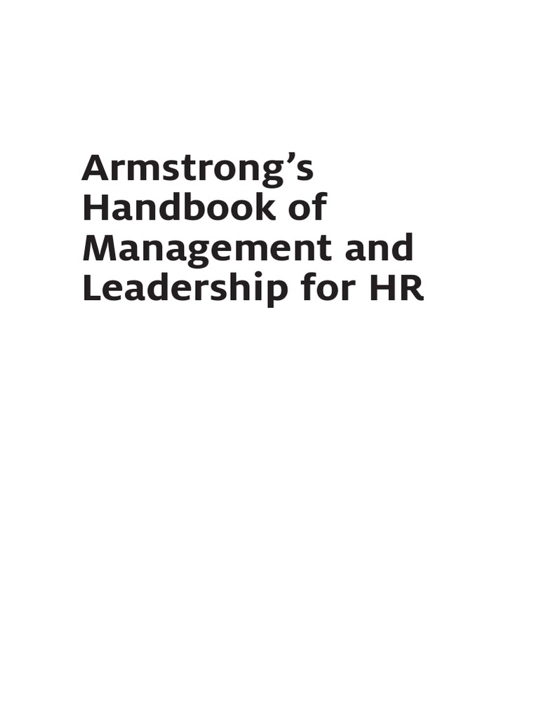 Armstrong's Handbook of Management and Leadership For HR - 4th | PDF ...