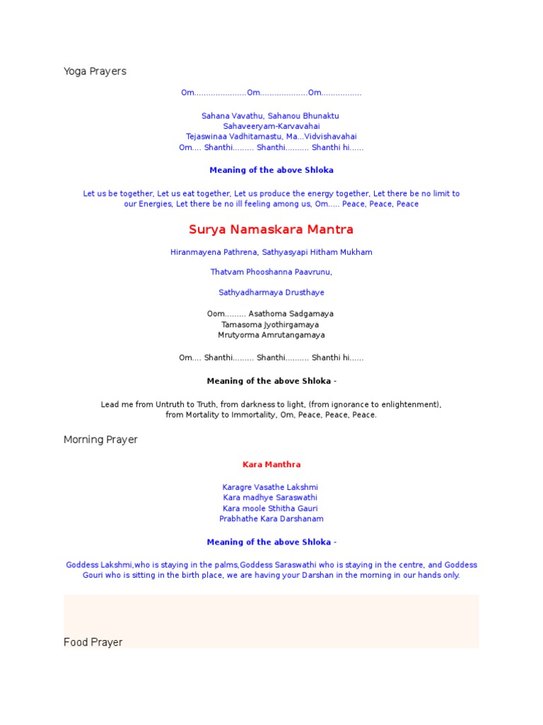 Surya Namaskara Mantra: Yoga Prayers | PDF | Mantra | Hindu Texts