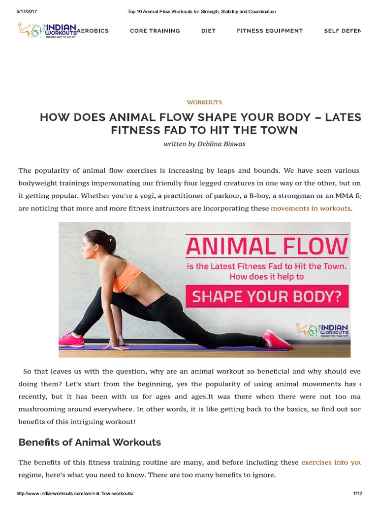 Top 10 Animal Flow Workouts For Strength, Stability and Coordination | PDF