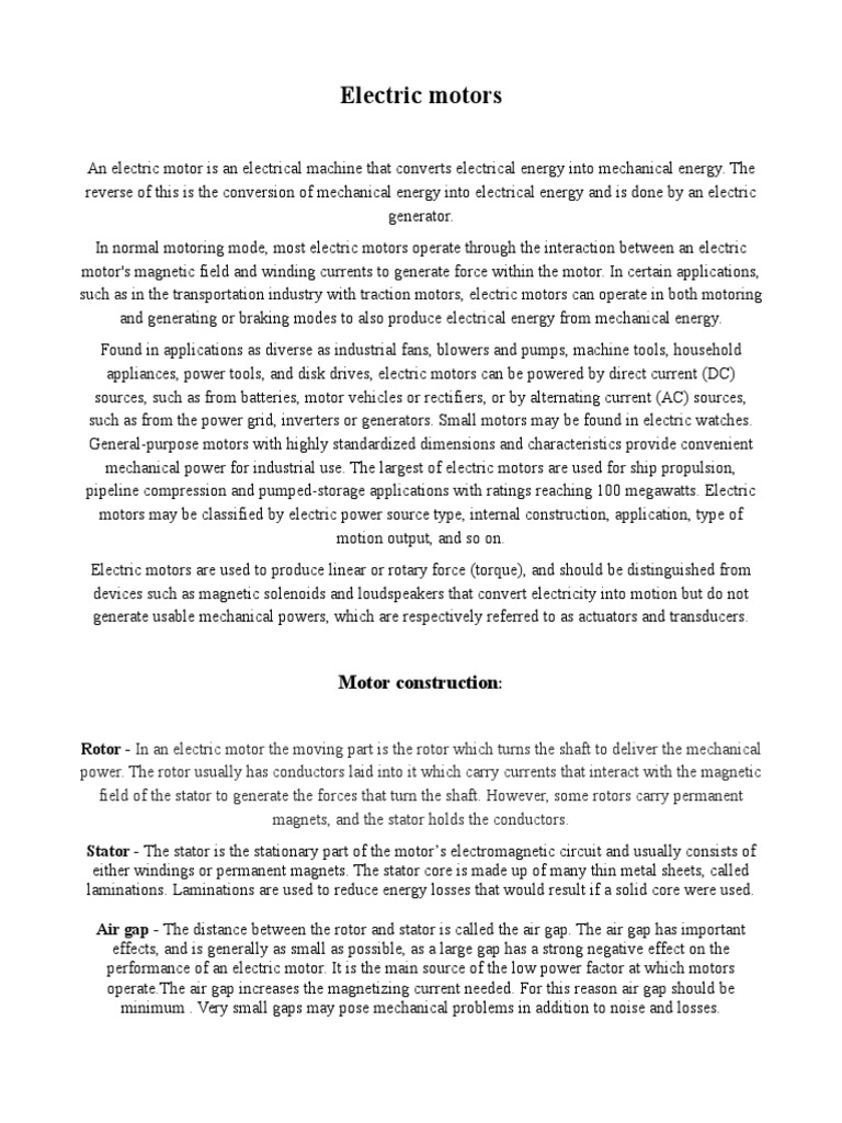 Electric Motors | PDF | Electric Motor | Engines