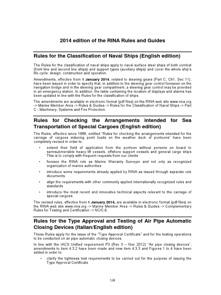 2014 Rina Rules English | PDF | Ships | Bending