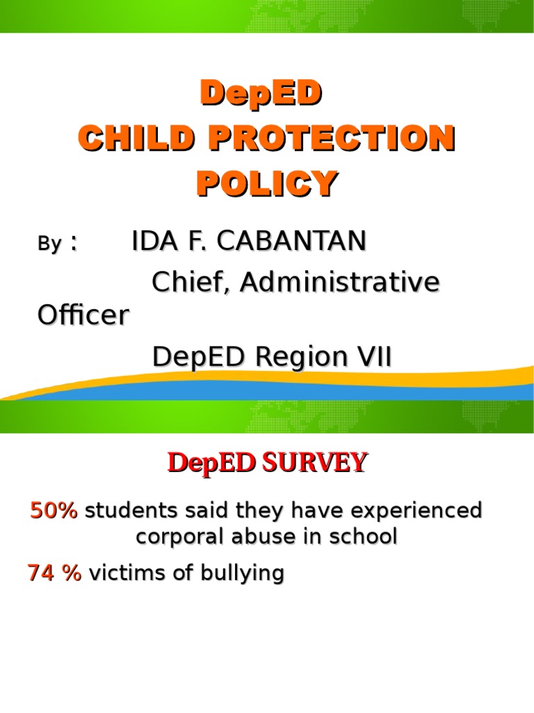 DepED Child Protection Policy Overview | PDF | Child Protection | Bullying
