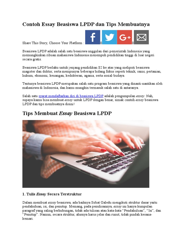 Contoh Essay Beasiswa Lpdp Dan Tips Membuatnya Pdf