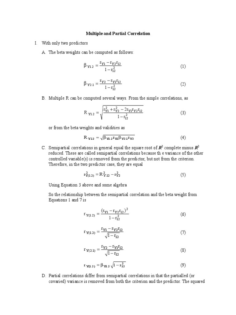 Understanding the Relationships Between Multiple Correlation, Partial Correlation, and Beta ...