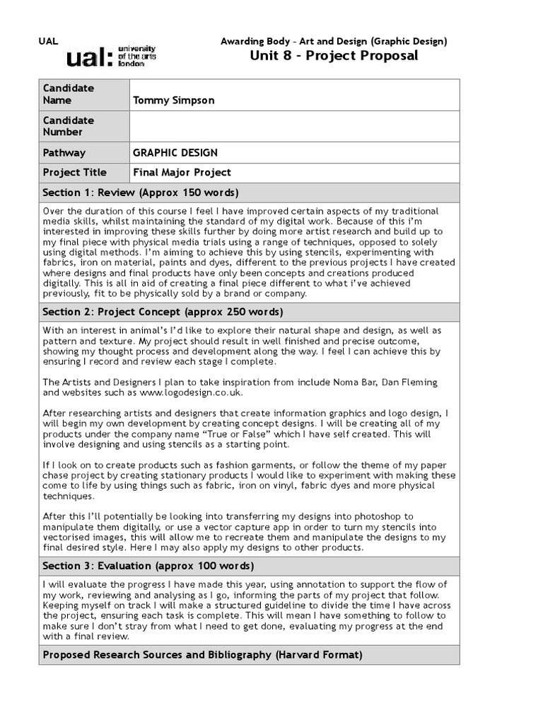 Unit 8 - Project Proposal: UAL Awarding Body - Art and Design (Graphic ...