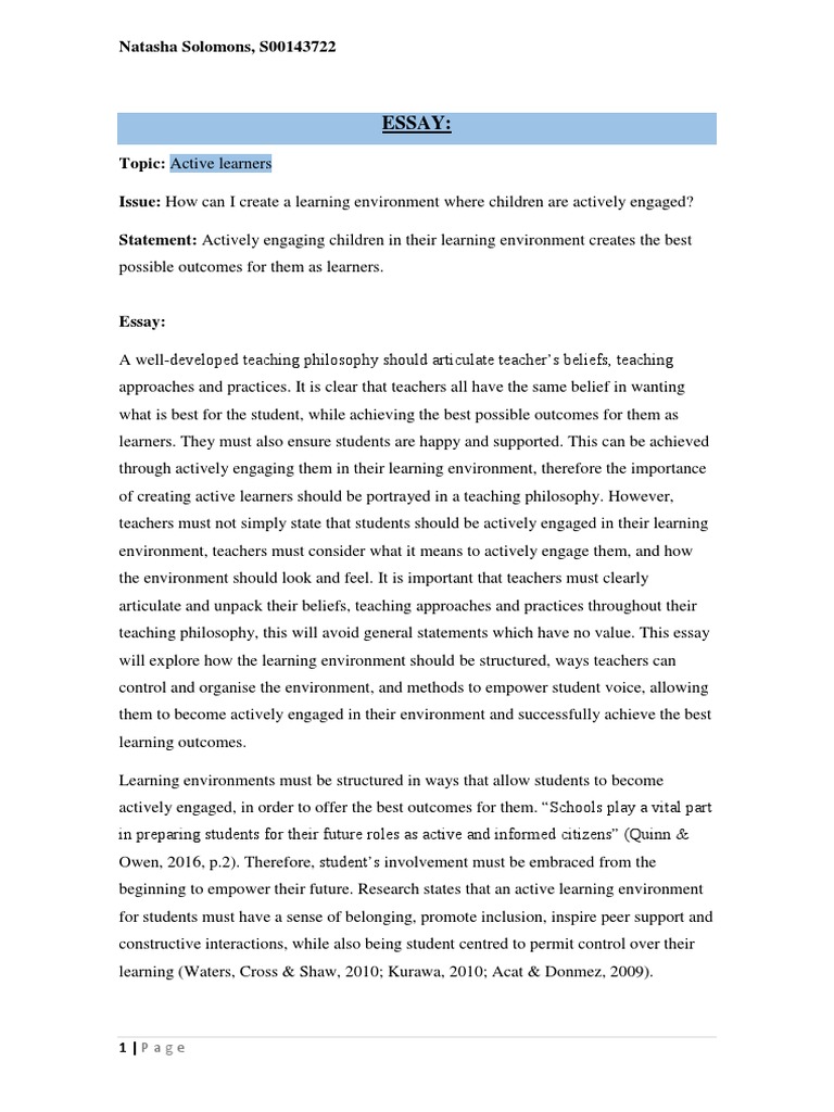active learners essay | Classroom | Learning