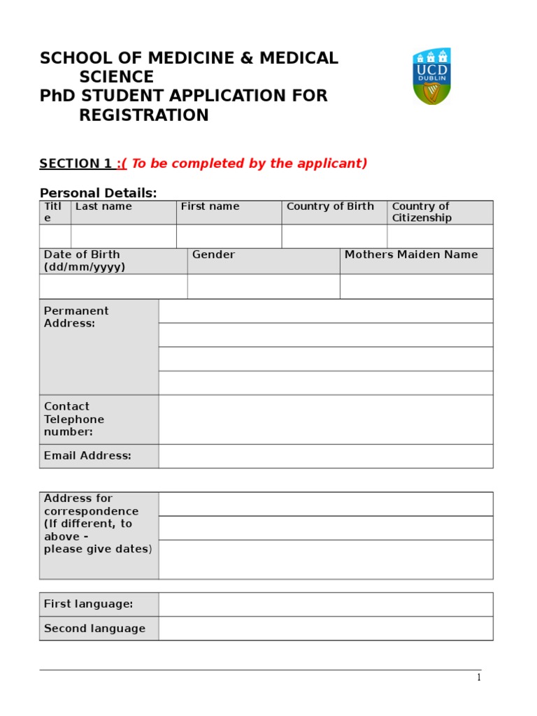 PhD Application Form 2017 | Doctor Of Philosophy | Postgraduate Education