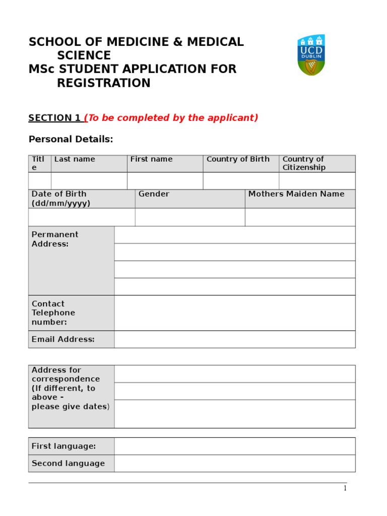 MSC Application Form 2017 | PDF | Academic Degree | Graduate School