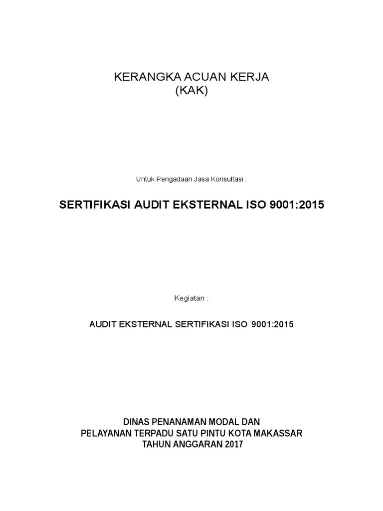 Kak Iso 9001 | PDF | Bisnis | Teknologi & Rekayasa