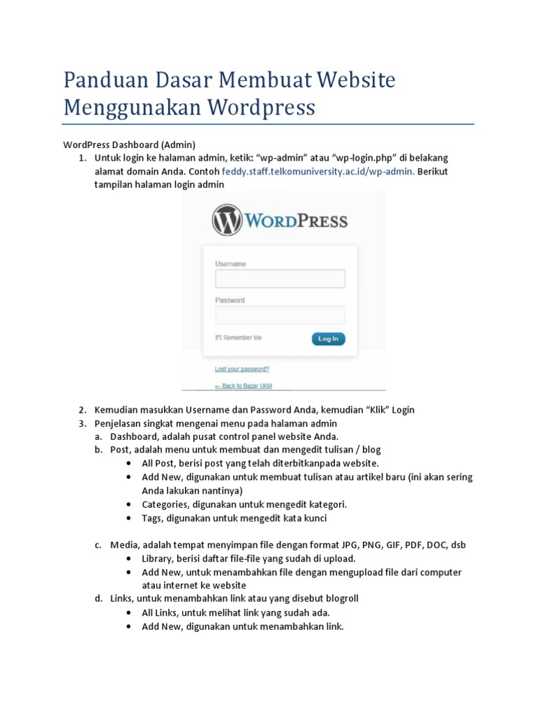 Panduan Dasar Membuat Website Menggunakan Wordpress | PDF