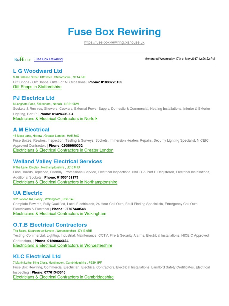 Fuse Box Rewiring BizHouse - Uk | PDF | Science & Mathematics