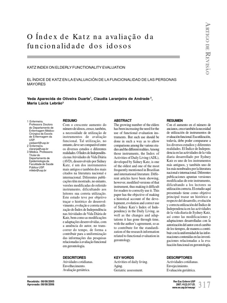 Índice de Katz PDF | PDF | Vida | Roupas