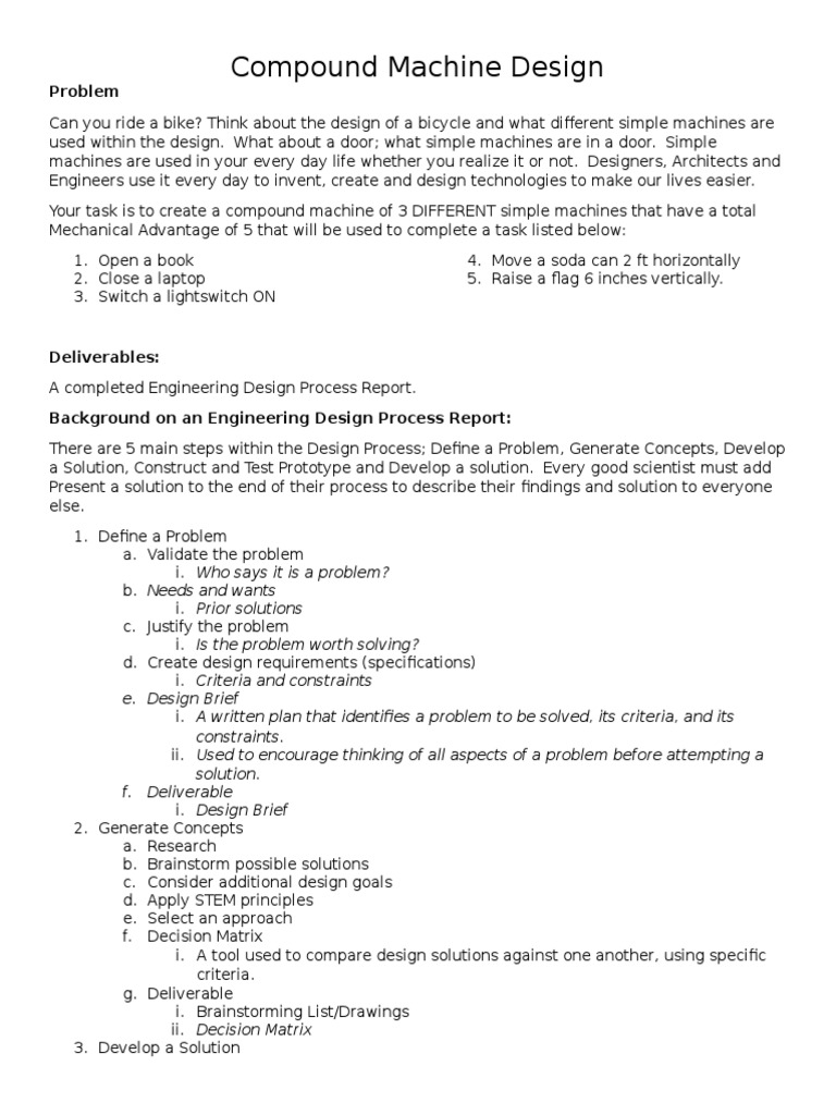 ch8 Compound Machine Design Project | PDF | Prototype | Engineering ...