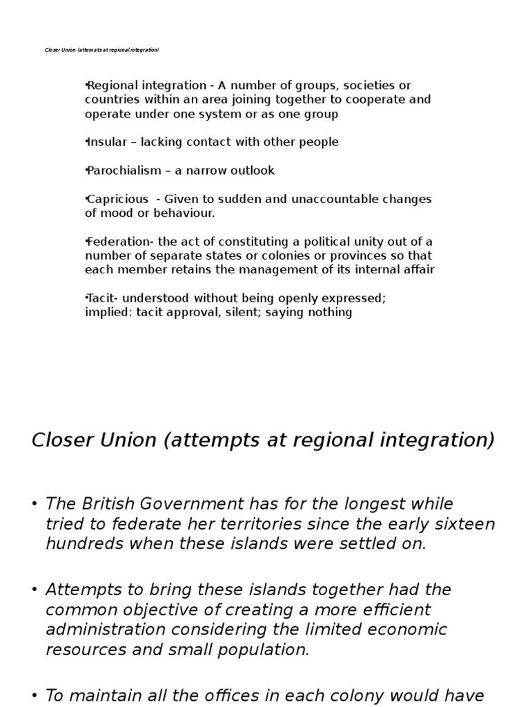 Closer Union (Attempts at Regional Integration) | PDF | Caribbean | Barbados