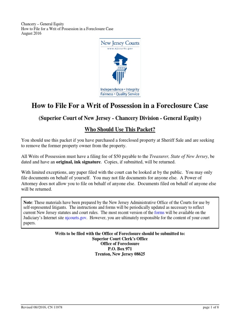 How To File For A Writ of Possession | PDF | Foreclosure | Writ