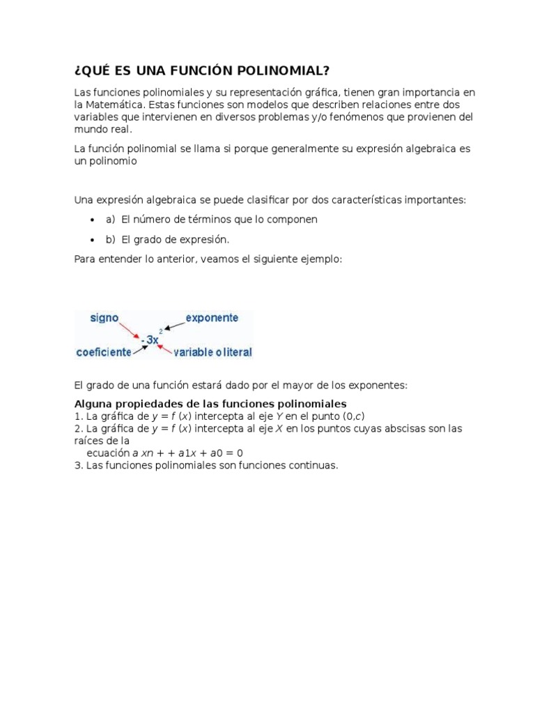 Definición y Tipos de Funciones Polinomiales | PDF | Pendiente | Línea (geometría)